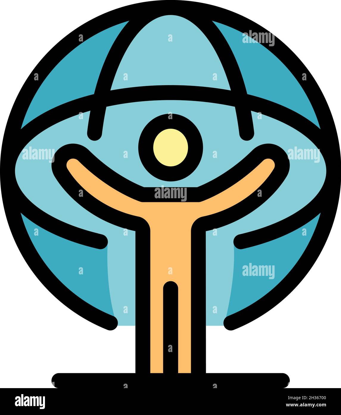 Human Earth gravity icon. Outline human Earth gravity vector icon color ...