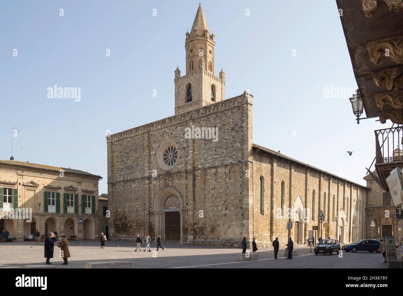 Cityscape, Piazza Duomo square, St. Mary of the Assumption Church, Atri ...