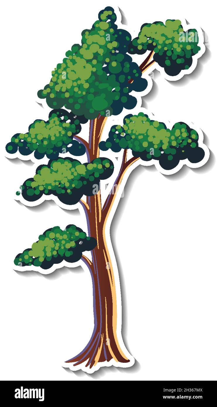 Tree sticker isolated on white background illustration Stock Vector ...
