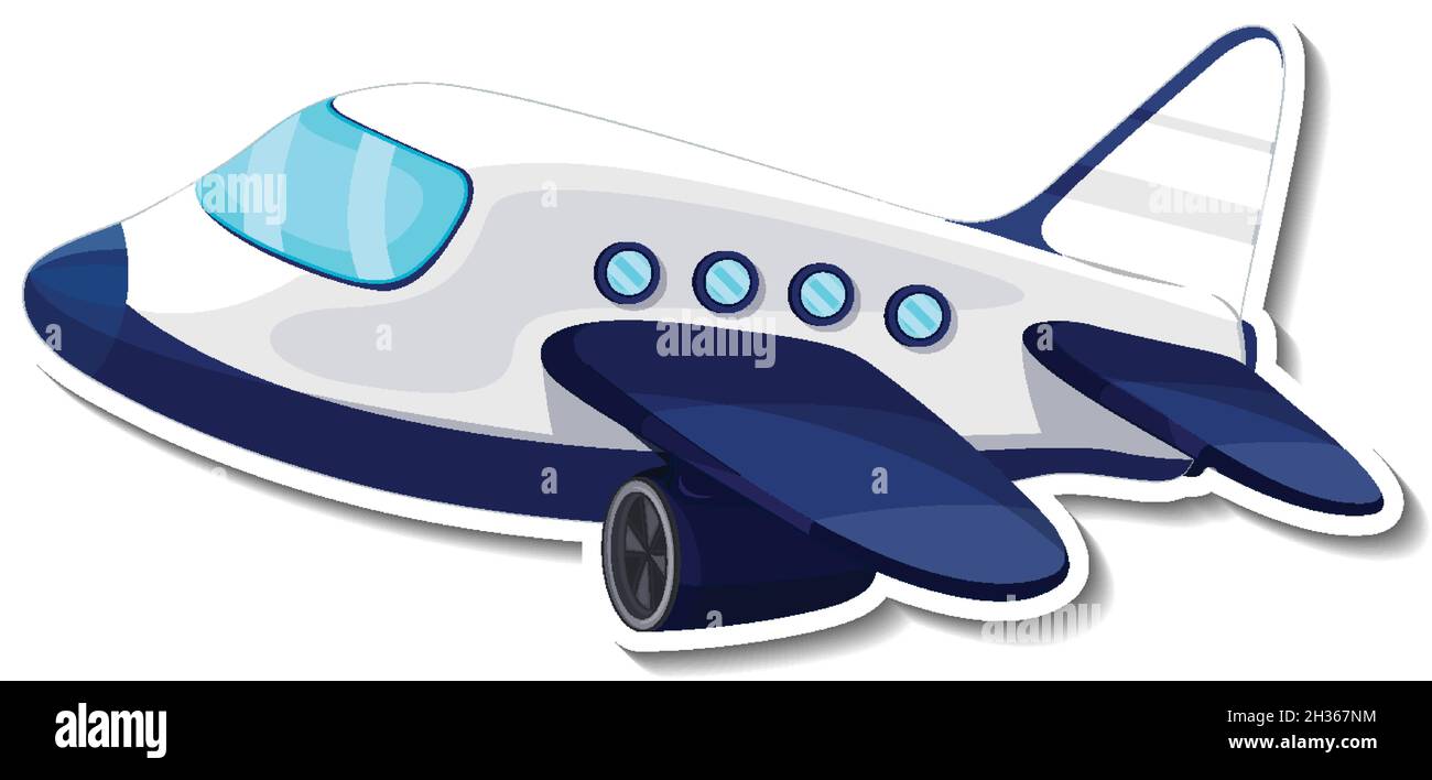 Airplane cartoon sticker on white background illustration Stock Vector ...