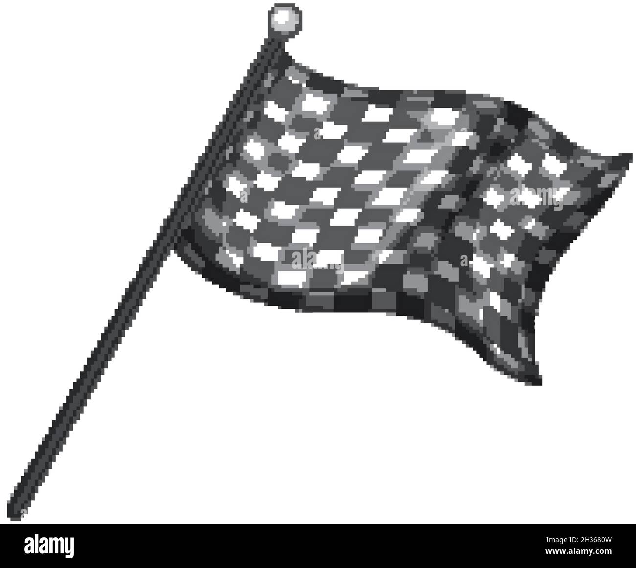 Black and white grid flag with pole on white background illustration ...
