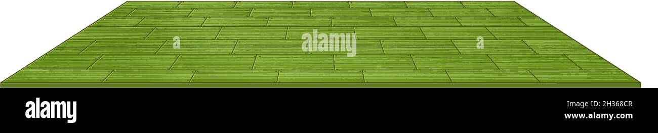 Green wooden floor tiles isolated on white background illustration ...