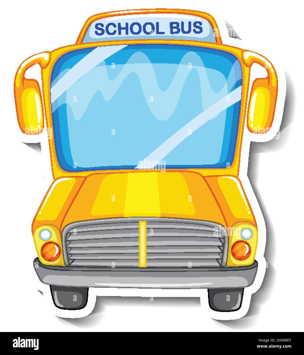 School bus cartoon sticker on white background illustration Stock ...