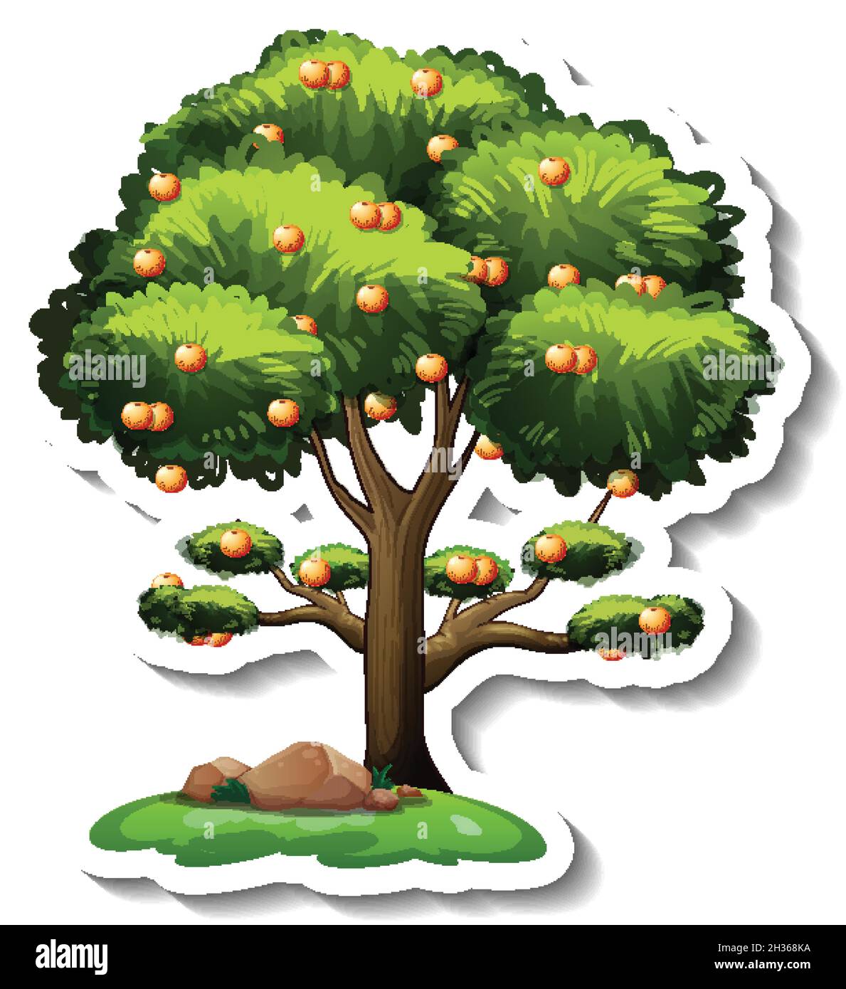 Orange tree sticker on white background illustration Stock Vector Image ...