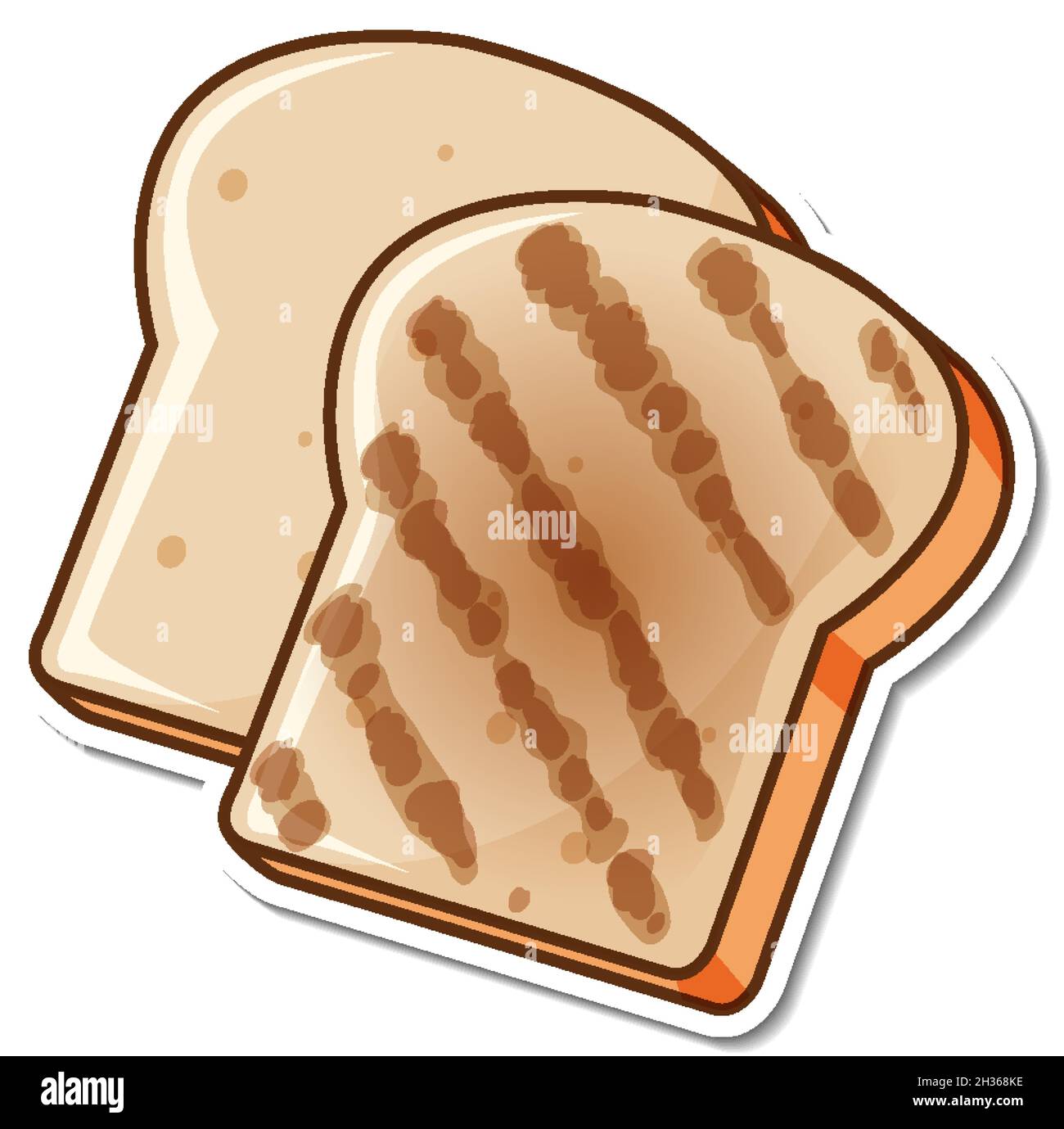 Toasted bread slice cartoon sticker illustration Stock Vector Image ...