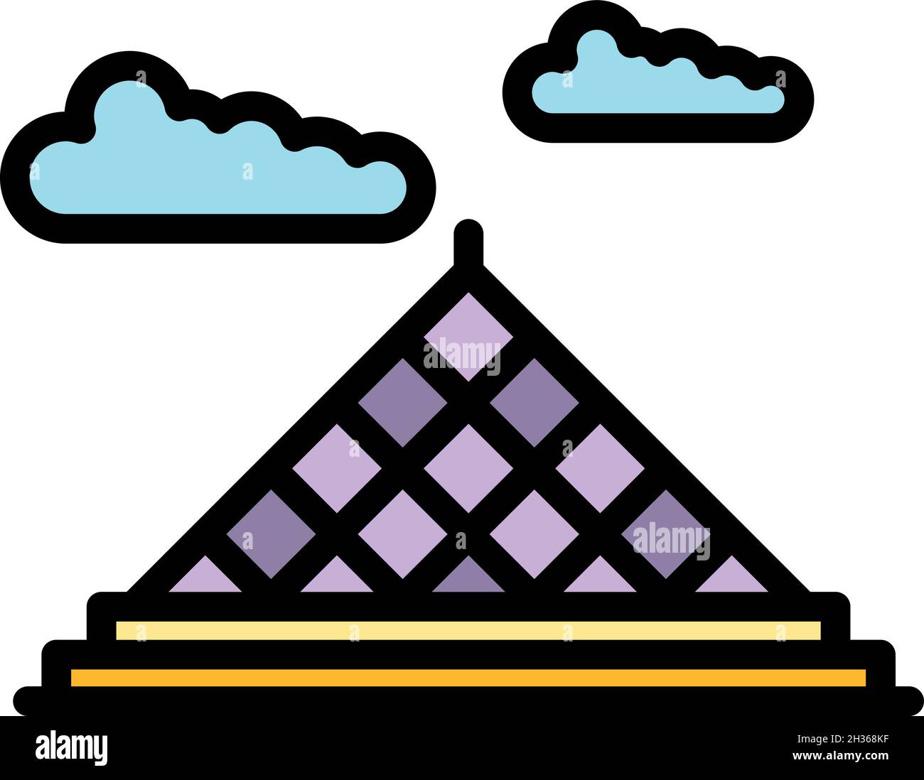 Louvre museum icon. Outline louvre museum vector icon color flat ...