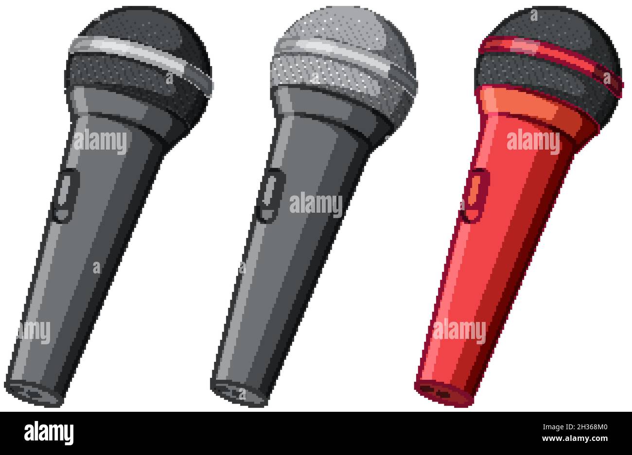 Set of different wireless microphones on white background illustration ...