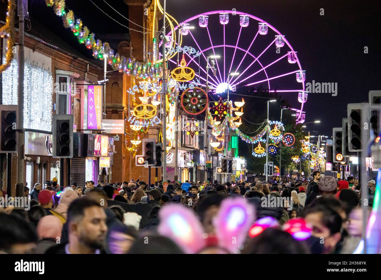 The annual Diwali light switch on in Leicester. Thousands of people ...