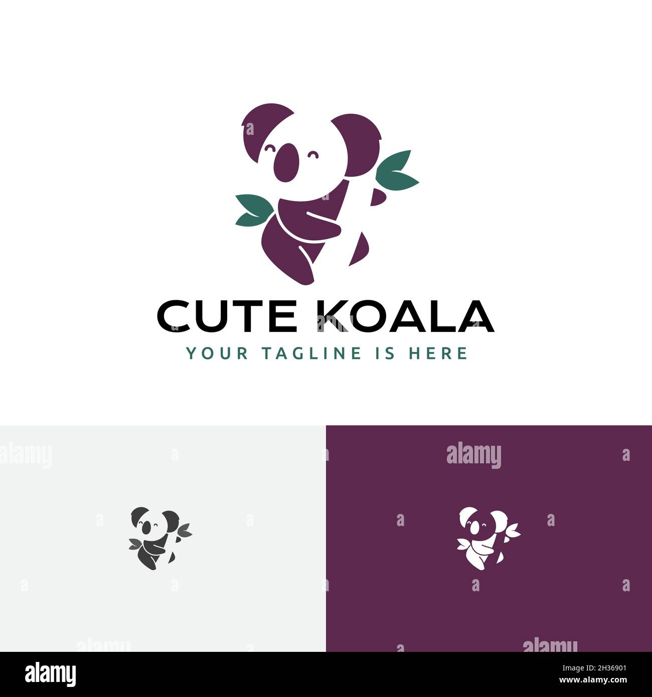 Adorable Koala Tree Marsupial Animal Zoo Nature Logo Stock Vector Image ...
