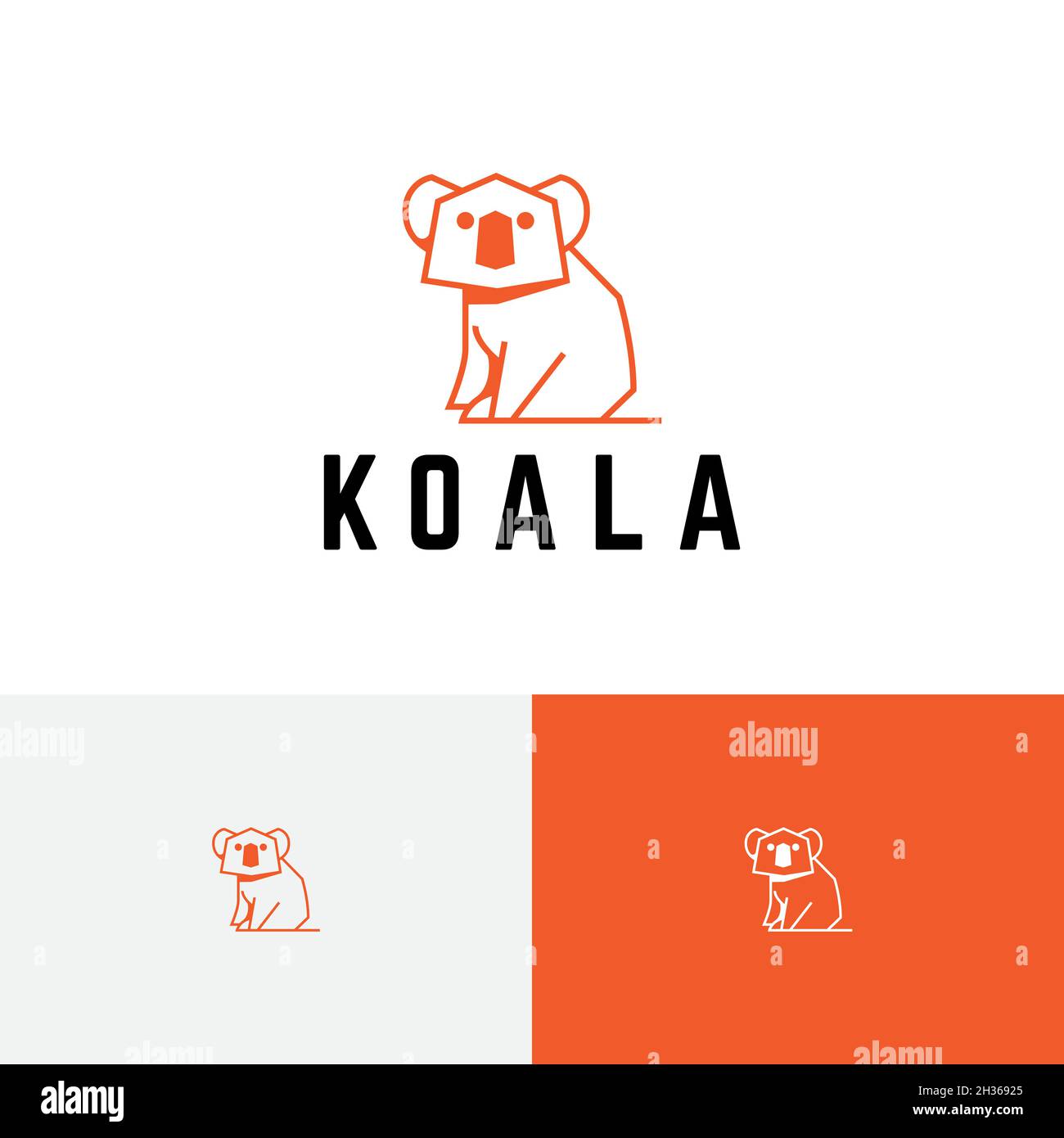 Adorable Koala Marsupial Animal Zoo Nature Line Logo Stock Vector Image ...