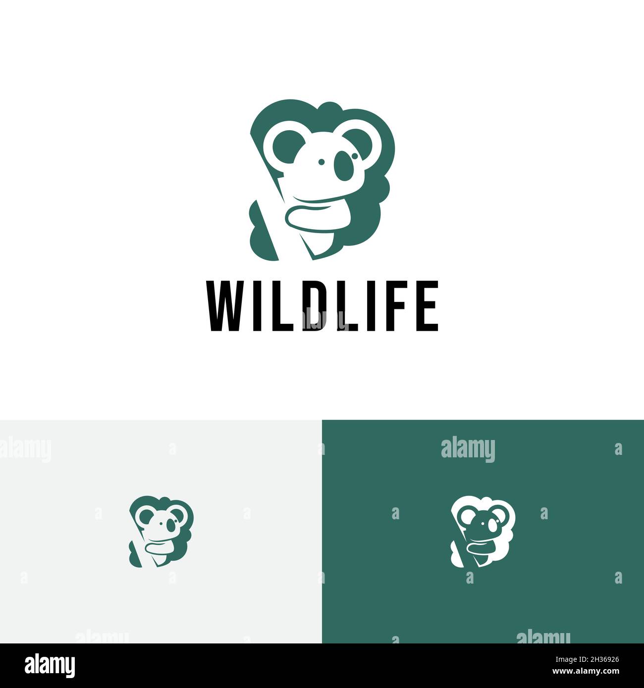Cute Koala Climbing Tree Marsupial Animal Zoo Nature Logo Stock Vector ...