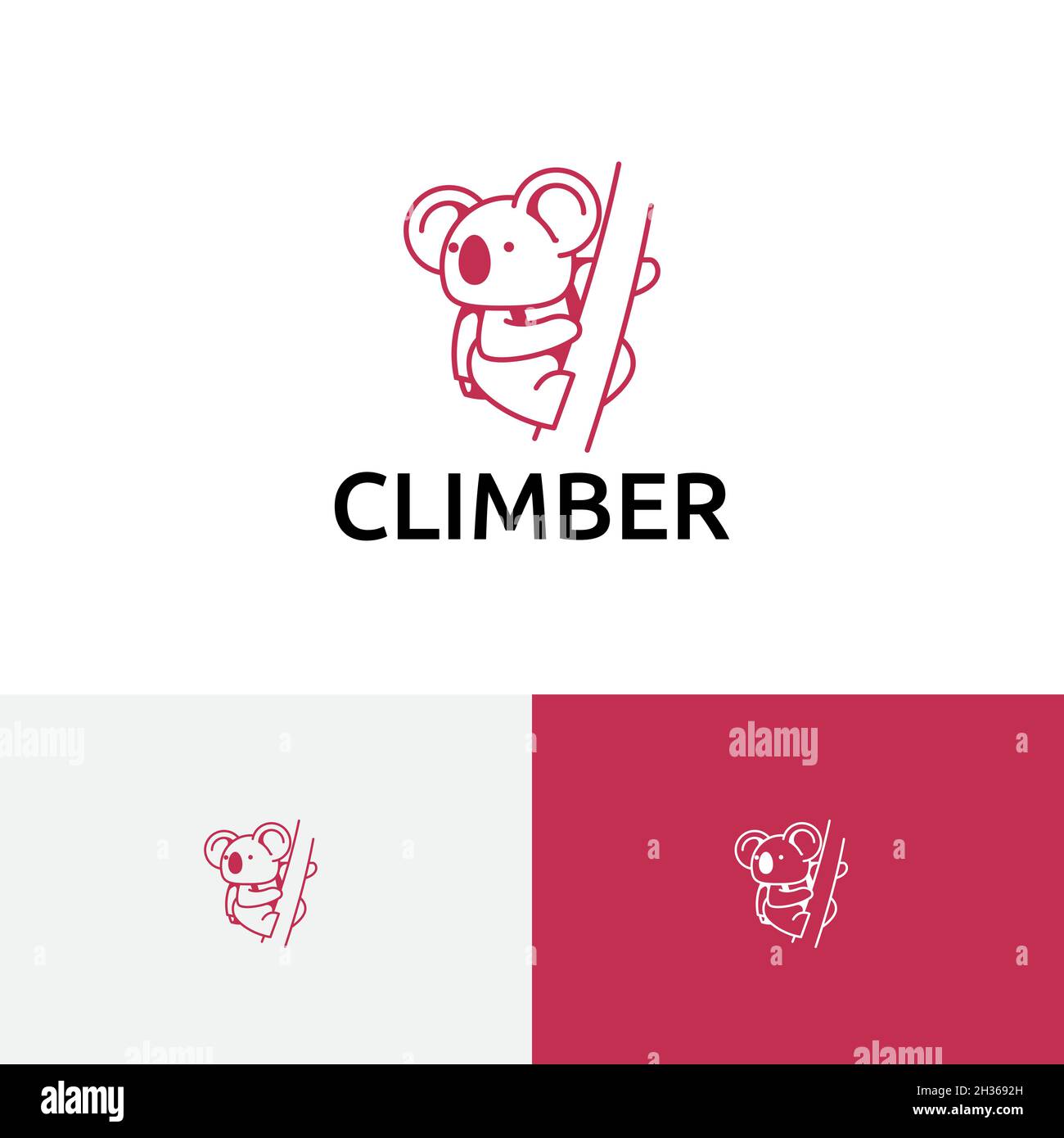 Cute Koala Climber Marsupial Animal Nature Line Logo Stock Vector Image ...