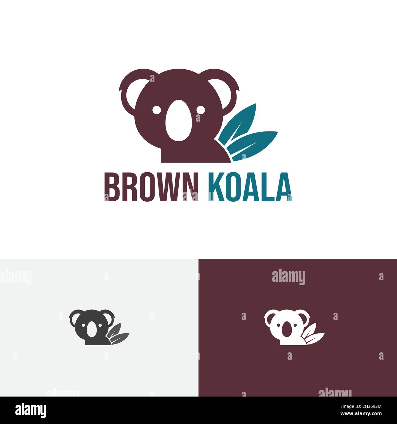 Cute Koala Eucalyptus Leaf Marsupial Animal Zoo Nature Logo Stock ...