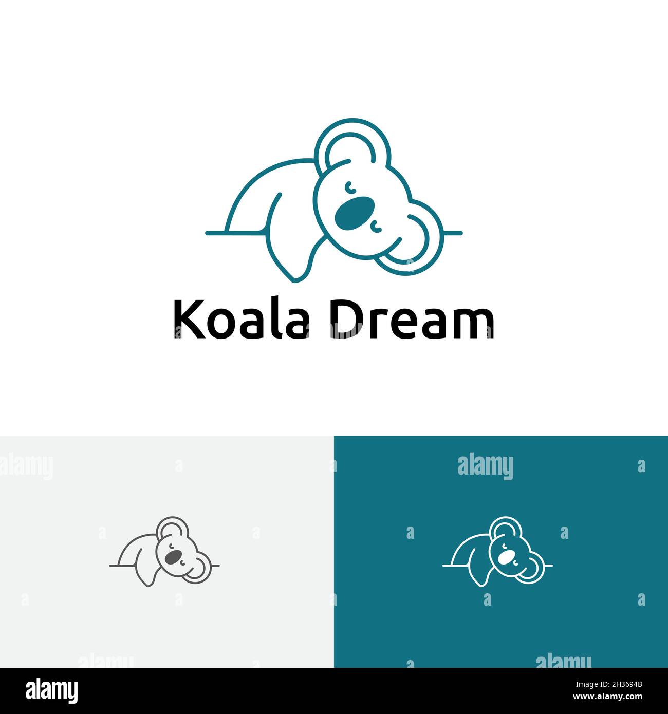 Adorable Koala Sleeping Dreaming Marsupial Animal Line Logo Stock ...