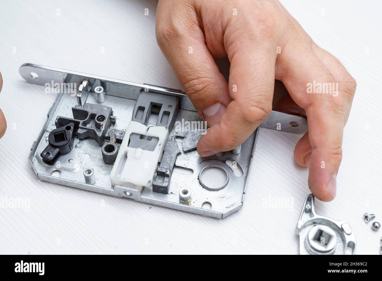 door lock inside. the lock is disassembled to detect breakage Stock ...