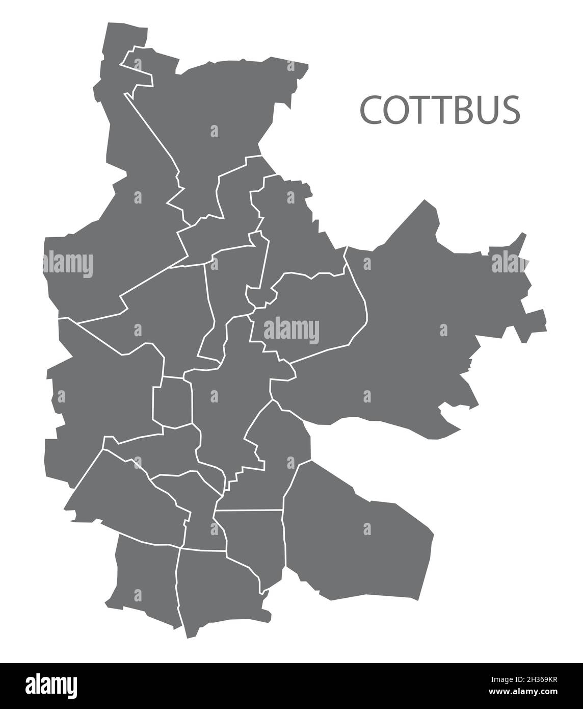 Modern City Map - Cottbus city of Germany with districts grey DE Stock ...