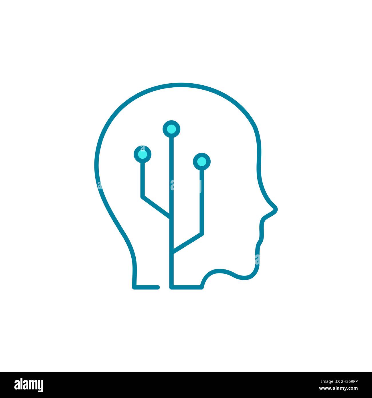 AI line icon. Head with processor. Artificial intelligence concept ...