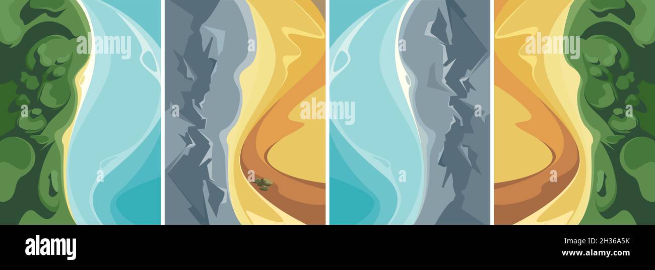 Collection of nature posters. Placard designs in flat style Stock ...
