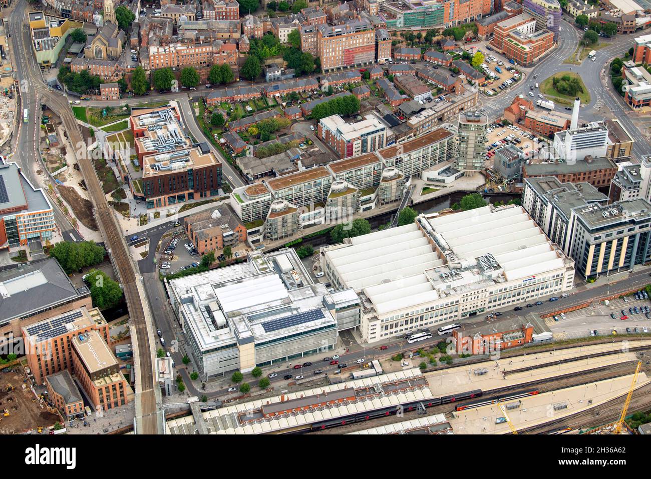 Aerial image of Nottingham City surrounding the trails station ...