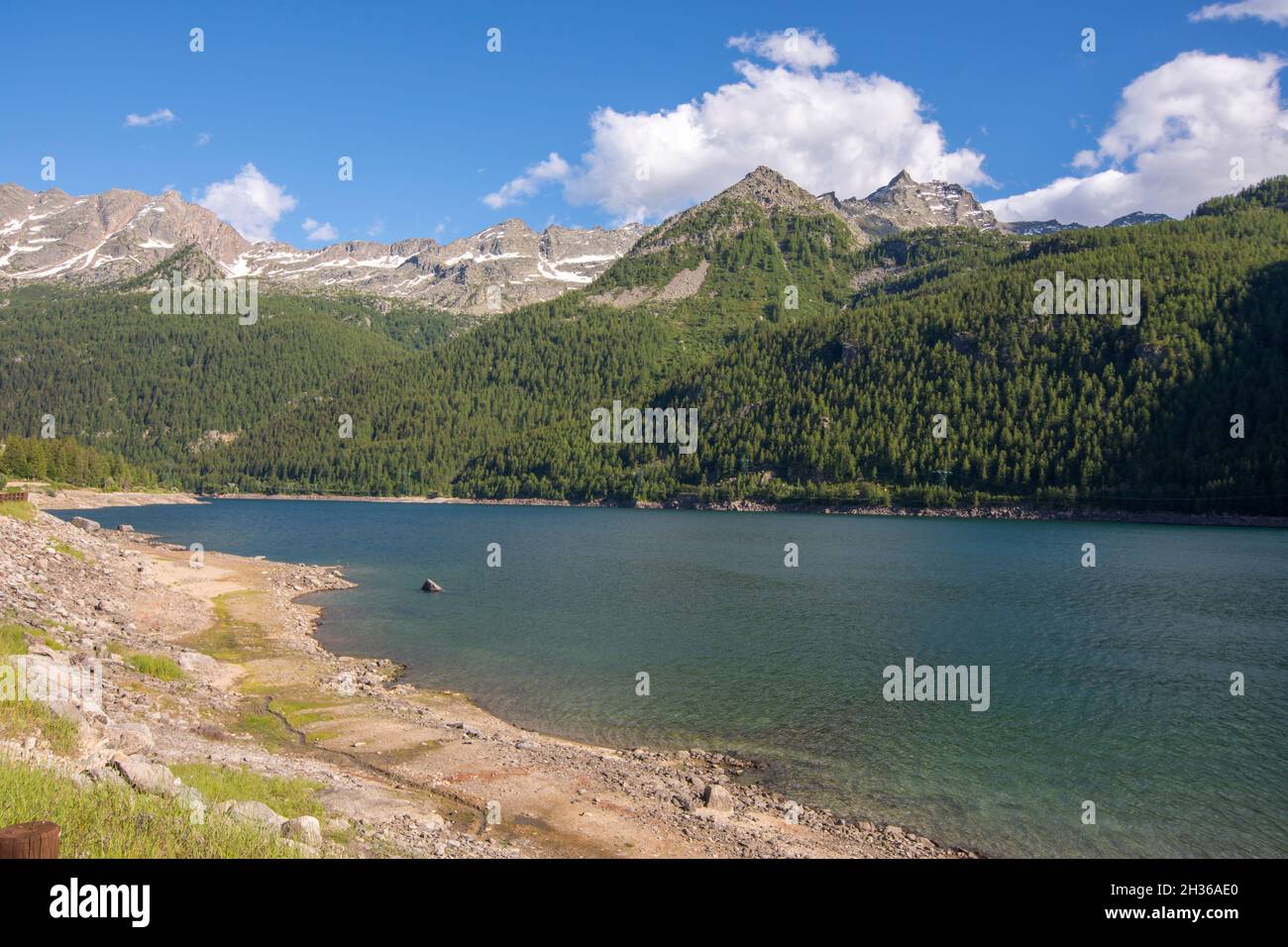 mountain on Ceresole Reale lake in Piedmont in Italy Stock Photo - Alamy