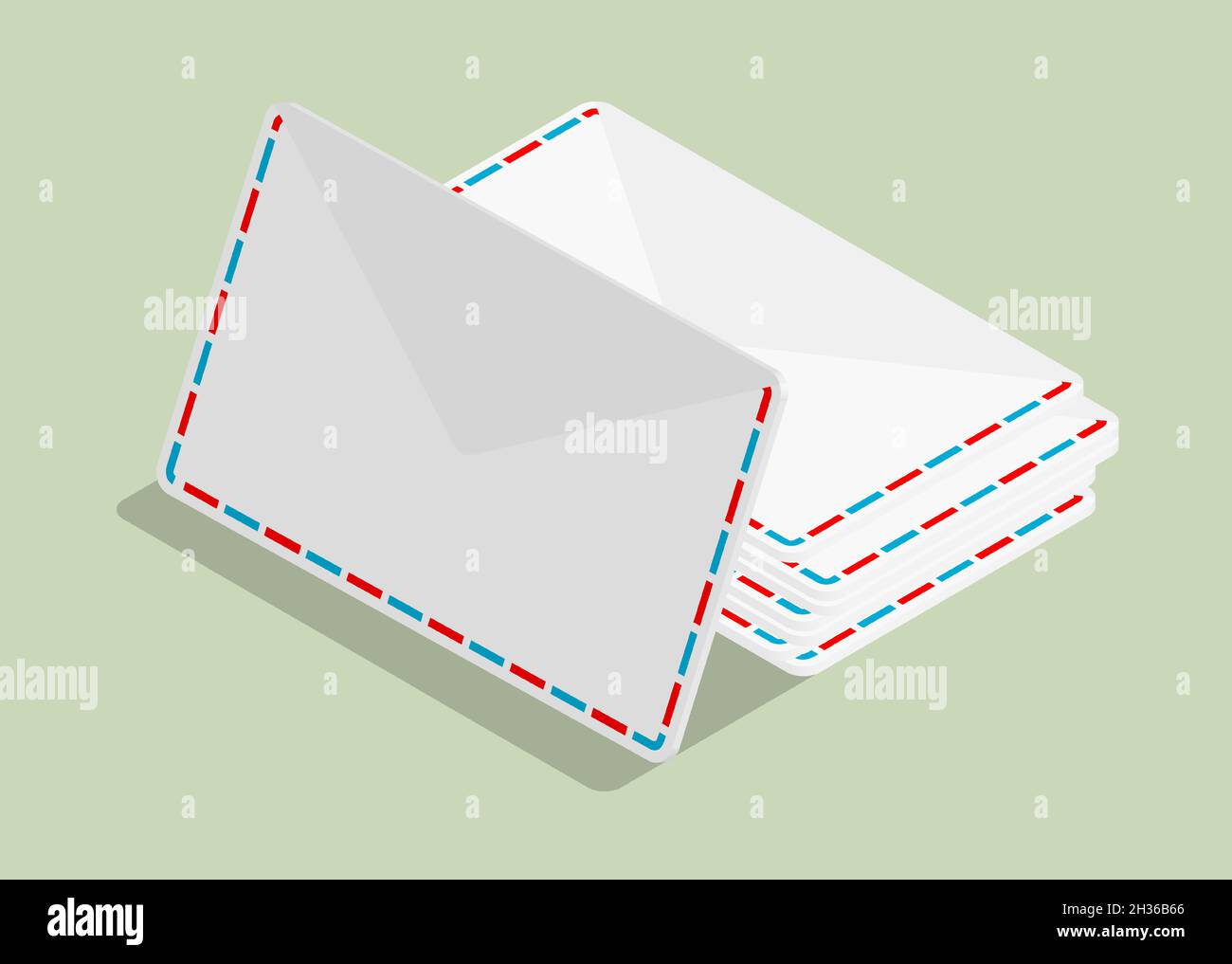 Isometric stacked mail envelopes. Office mail and business ...
