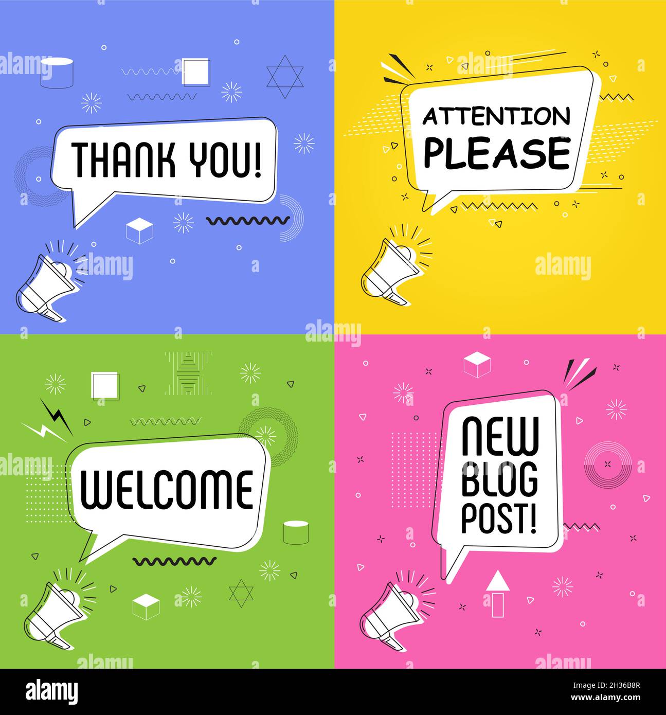 Thank you in bubble vector on bright yellow background. Attention ...