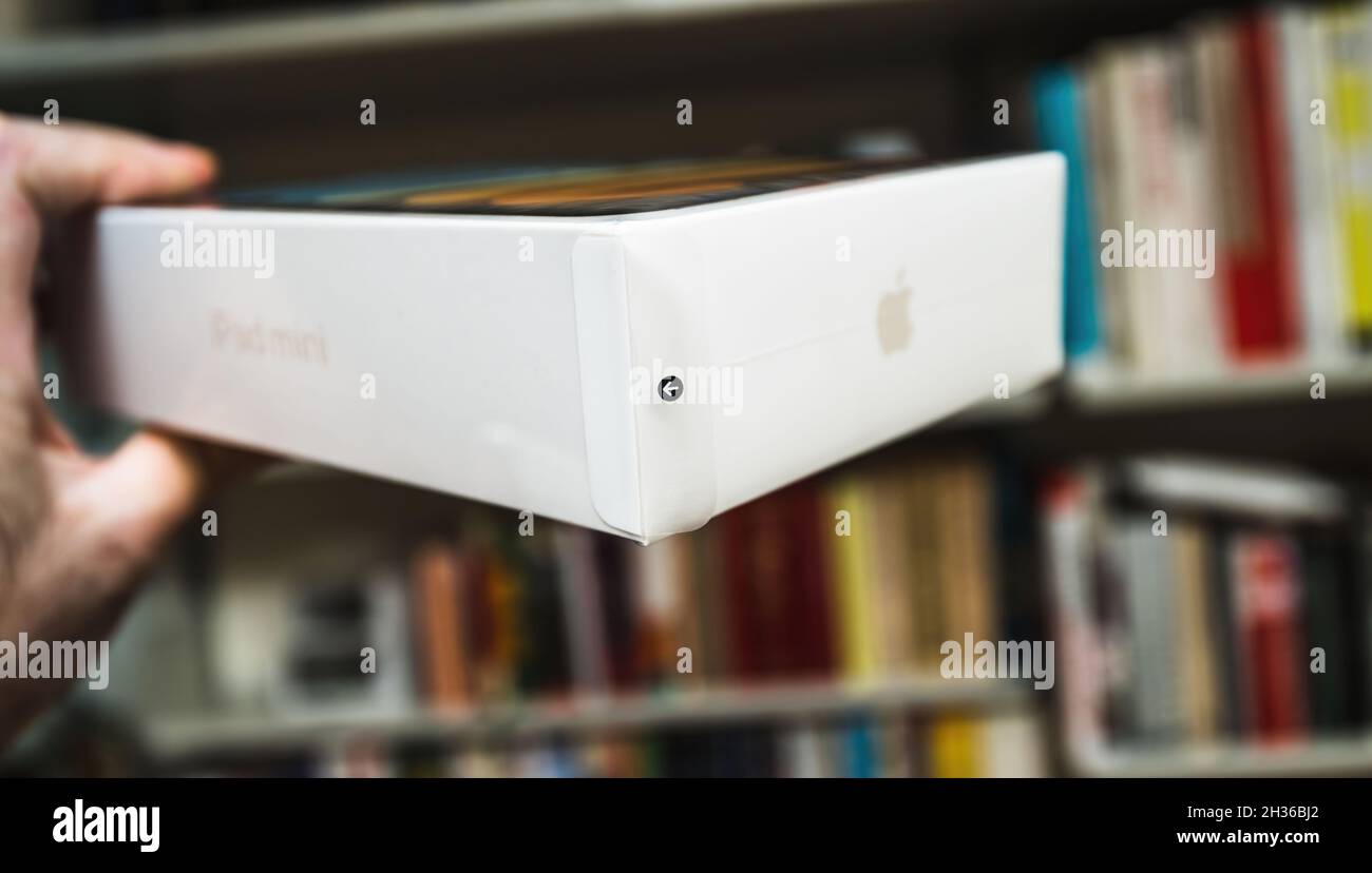 POV male hand unboxing unpacking from the Amazon Prime cardboard box ...