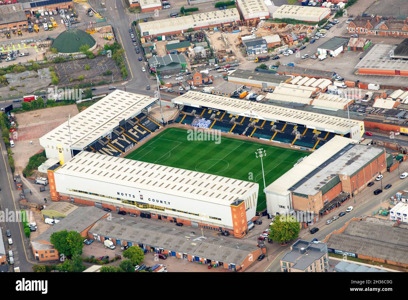 Aerial image of Notts County Football Club, Nottingham England UK Stock ...