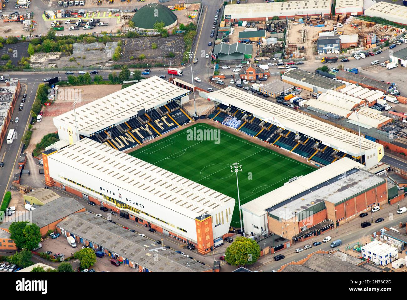 Aerial image of Notts County Football Club, Nottingham England UK Stock ...