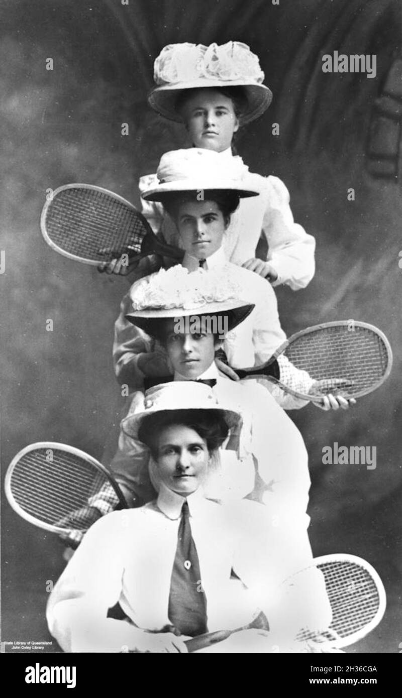 Photographic Portrait - Queensland Ladies Interstate Tennis Team - 1908 ...