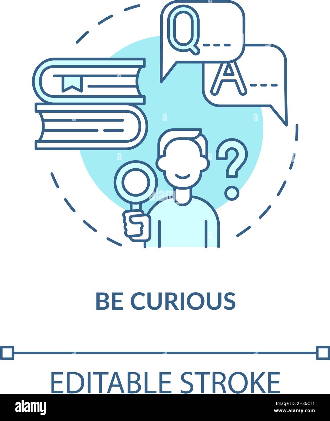 Be curious blue concept icon Stock Vector Image & Art - Alamy
