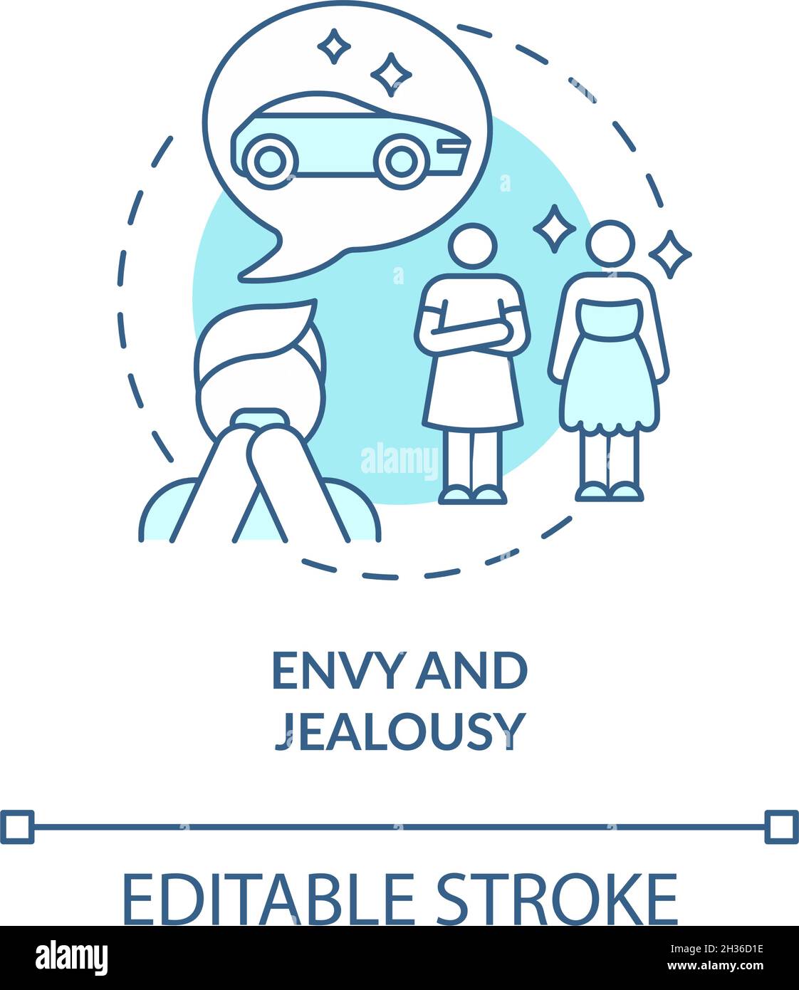Envy and jealousy blue concept icon Stock Vector Image & Art - Alamy