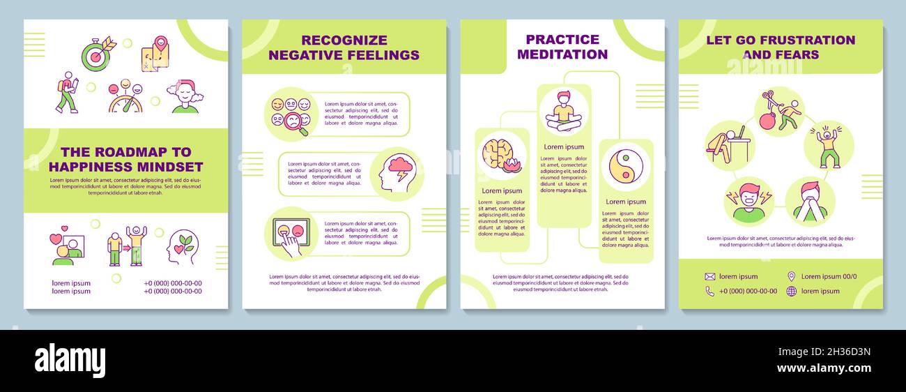 The roadmap to happiness mindset brochure template Stock Vector Image ...