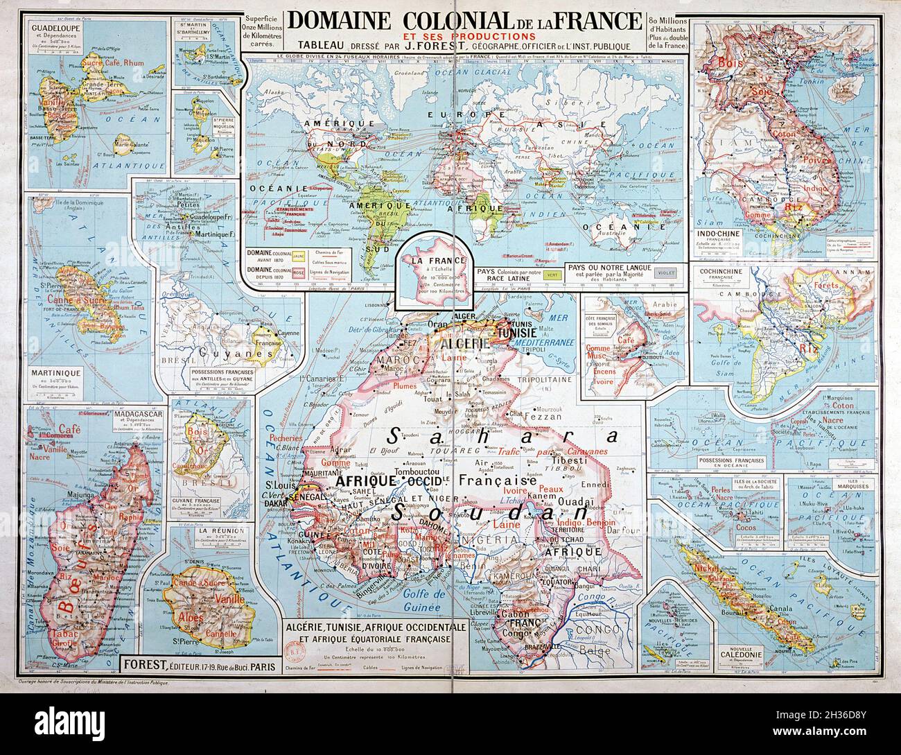 LSE4076495 Map of French colonies and their productions, state 1911 by ...