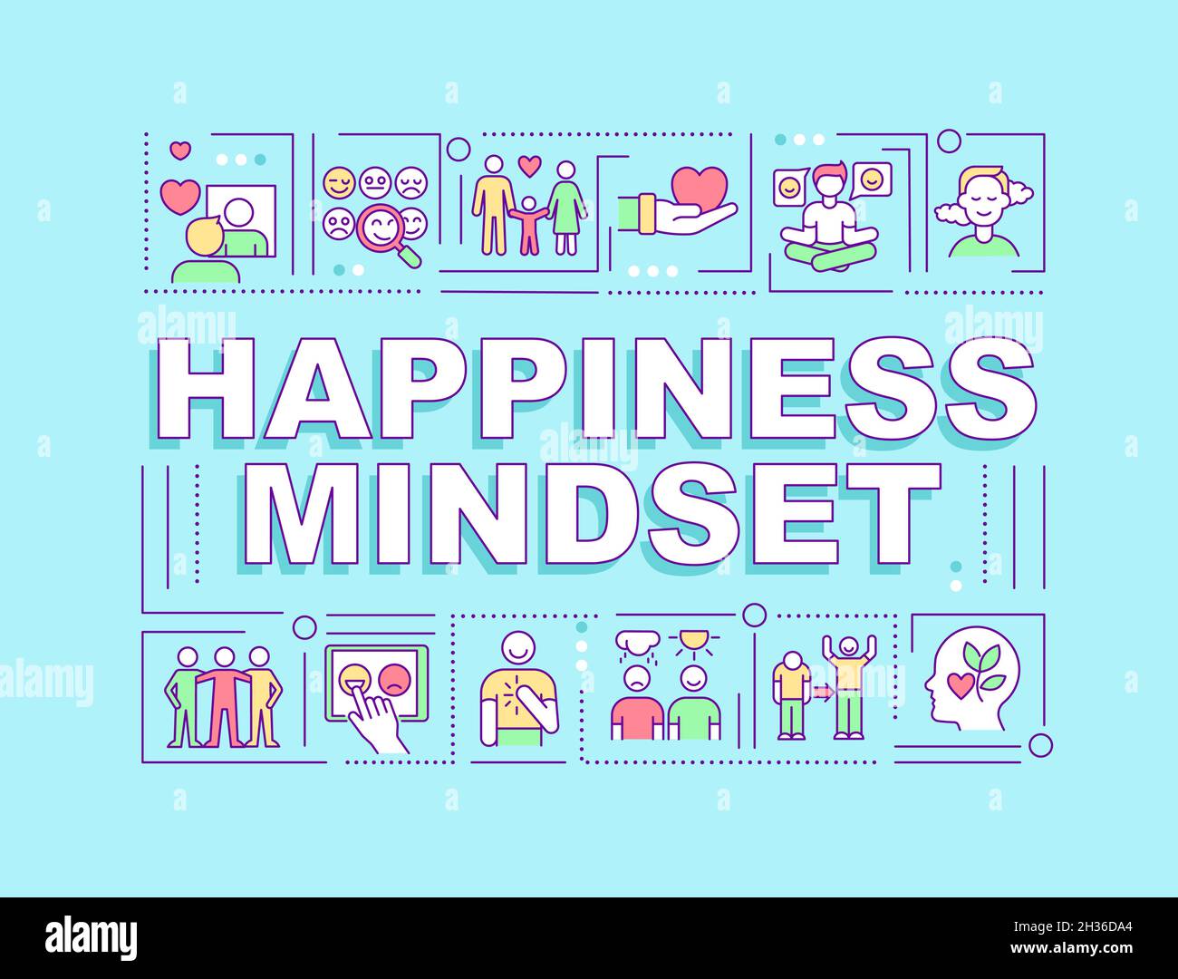 Happiness mindset word concepts banner Stock Vector Image & Art - Alamy