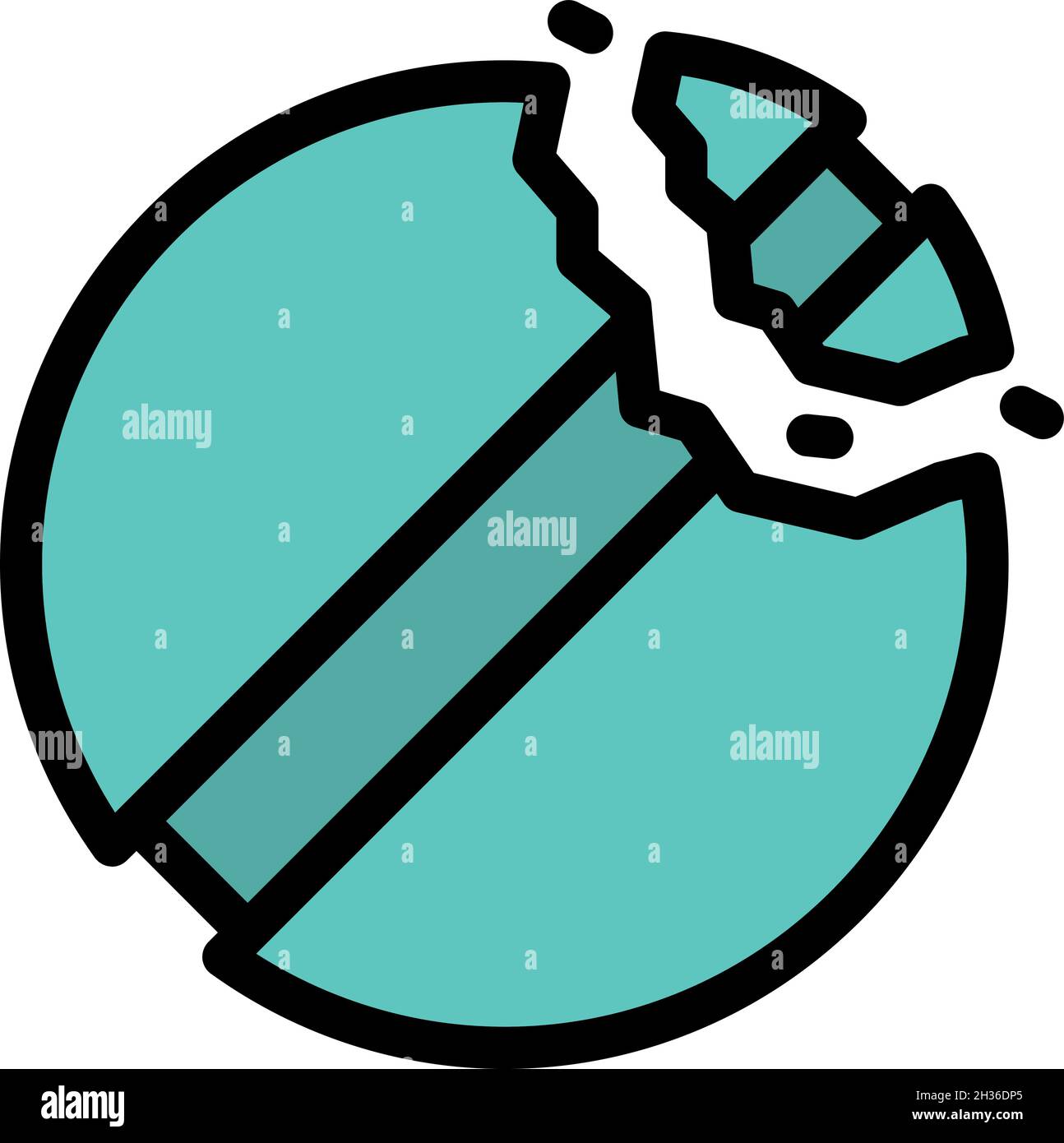 Cracked pill icon. Outline cracked pill vector icon color flat isolated ...