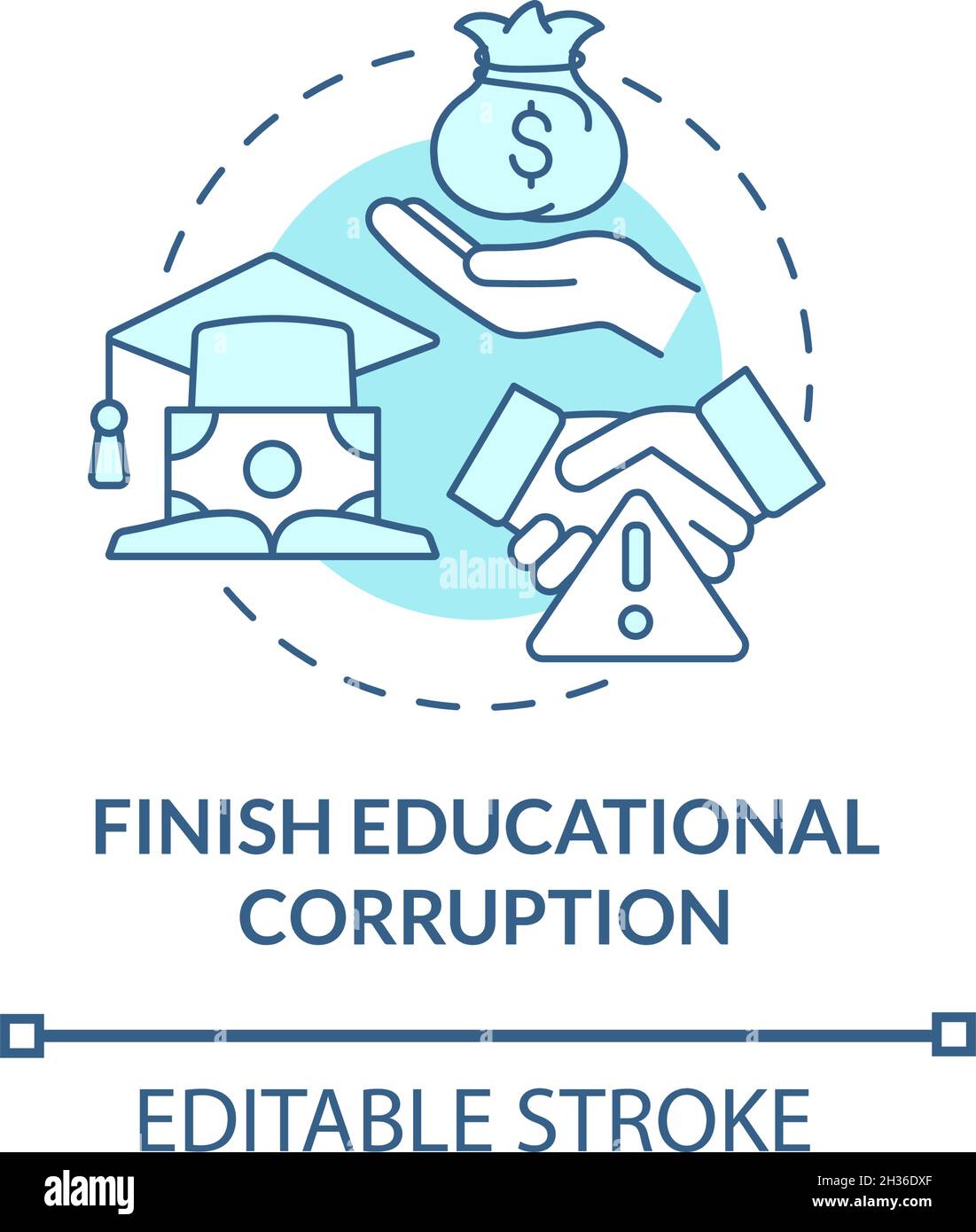 Finish educational corruption blue concept icon Stock Vector Image ...