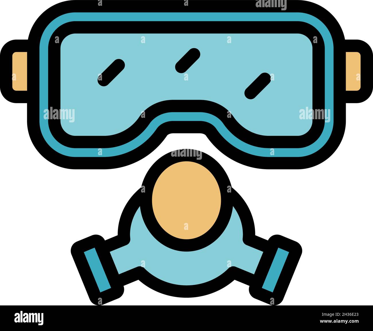 Diving mask icon. Outline diving mask vector icon color flat isolated ...