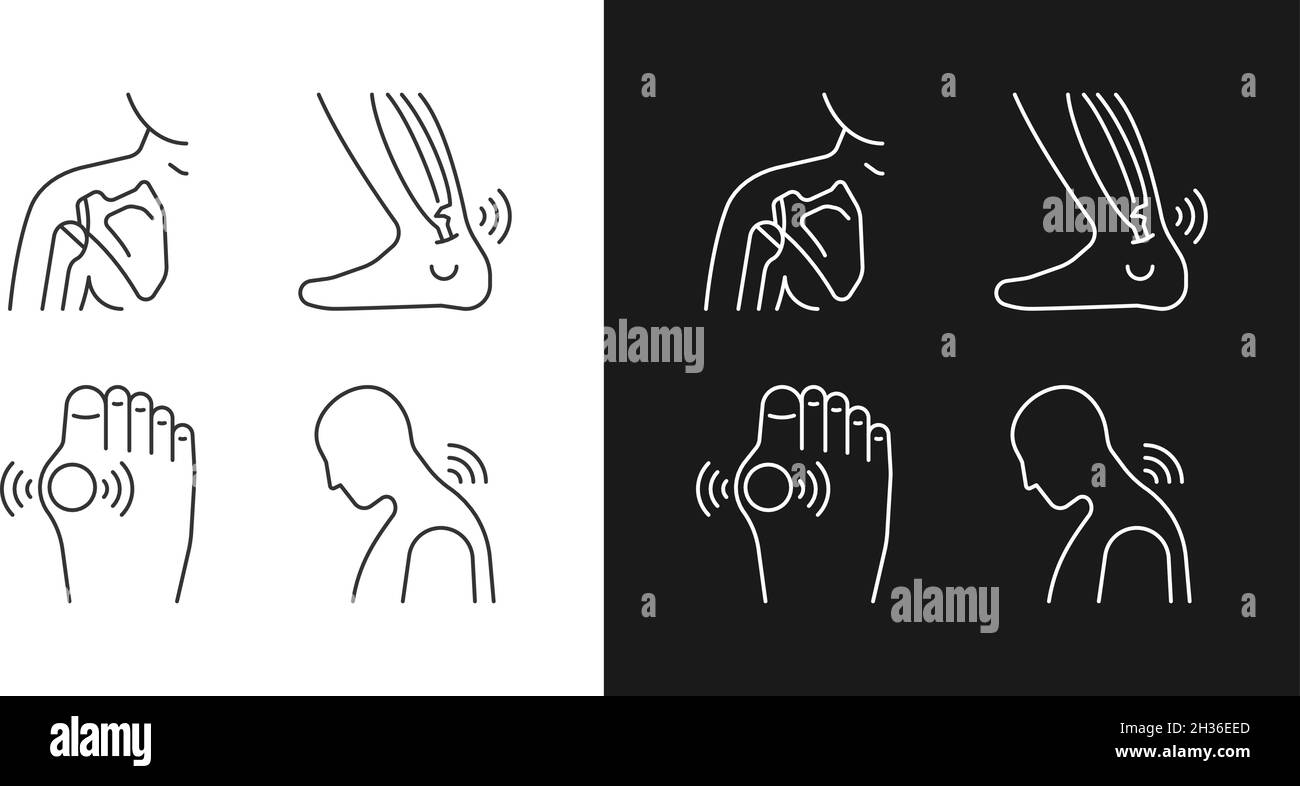 Musculoskeletal pain linear icons set for dark and light mode Stock ...