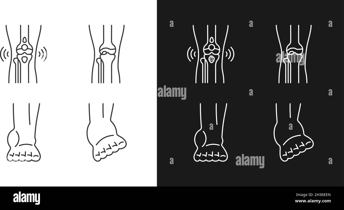 Arthritis leg pain linear icons set for dark and light mode Stock ...