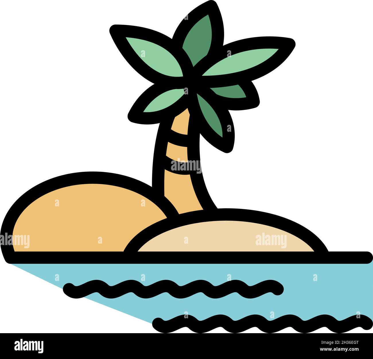 Coconut palm tree island icon. Outline coconut palm tree island vector ...