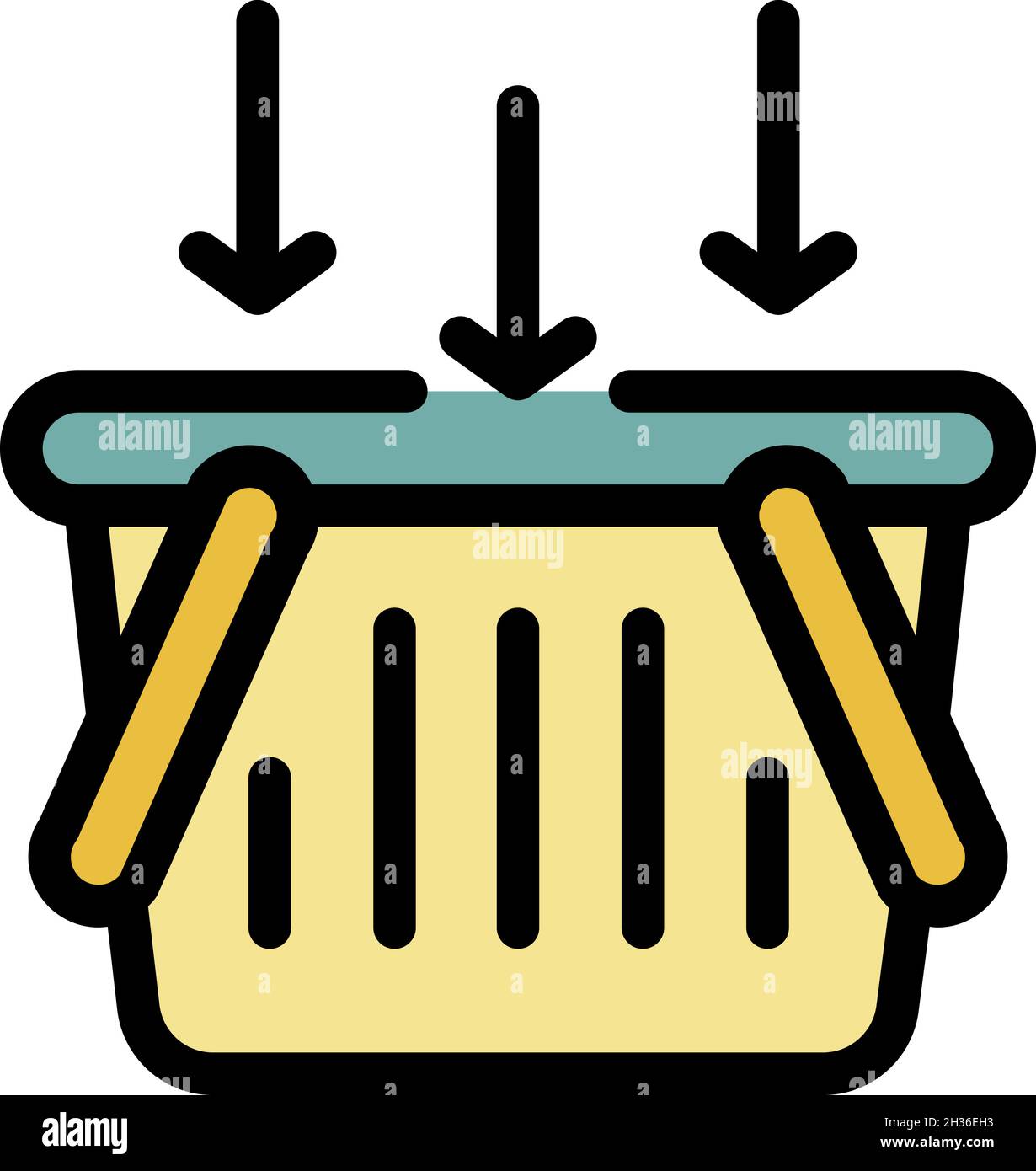 Put in shop basket icon. Outline put in shop basket vector icon color ...