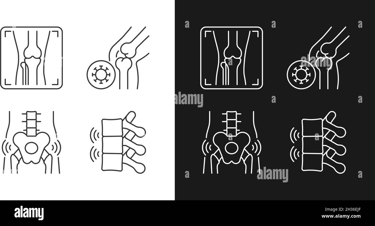 Extreme aching in bones linear icons set for dark and light mode Stock ...