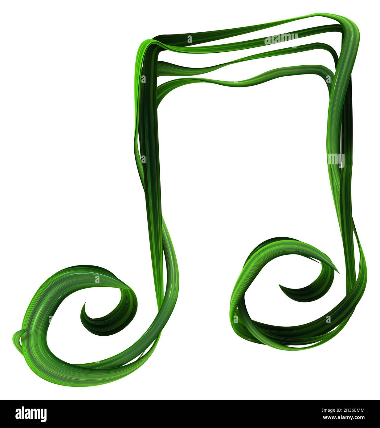Plant vines green growing twisting music note shape, 3d illustration ...