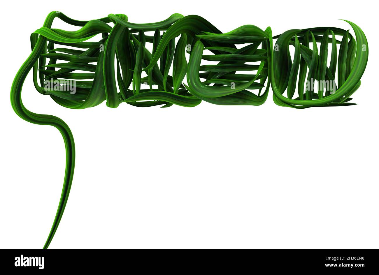 Plant vines green growing twisting complex tab sign, 3d illustration ...