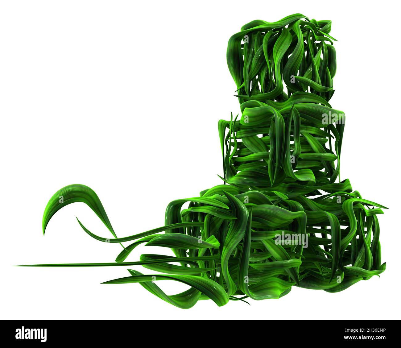 Plant vines green growing leaf box forms stacked reaching forward, 3d ...