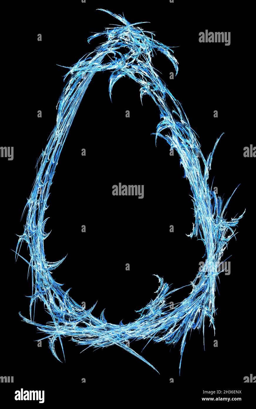 Ice shard shape abstract oval droplet frame empty, vertical, isolated ...