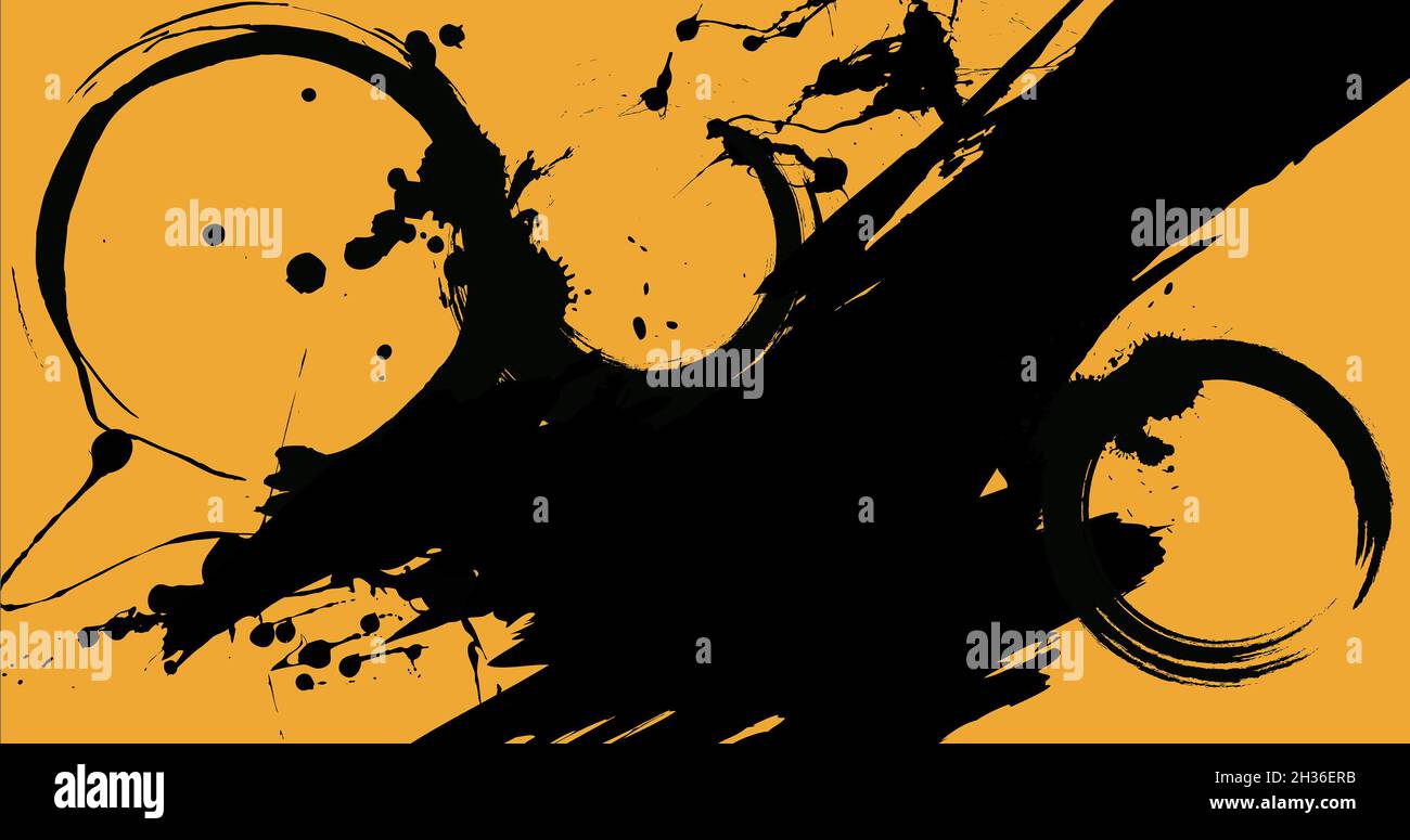 Abstract background wallpaper ink brush artwork Zen Orange Stock Photo ...
