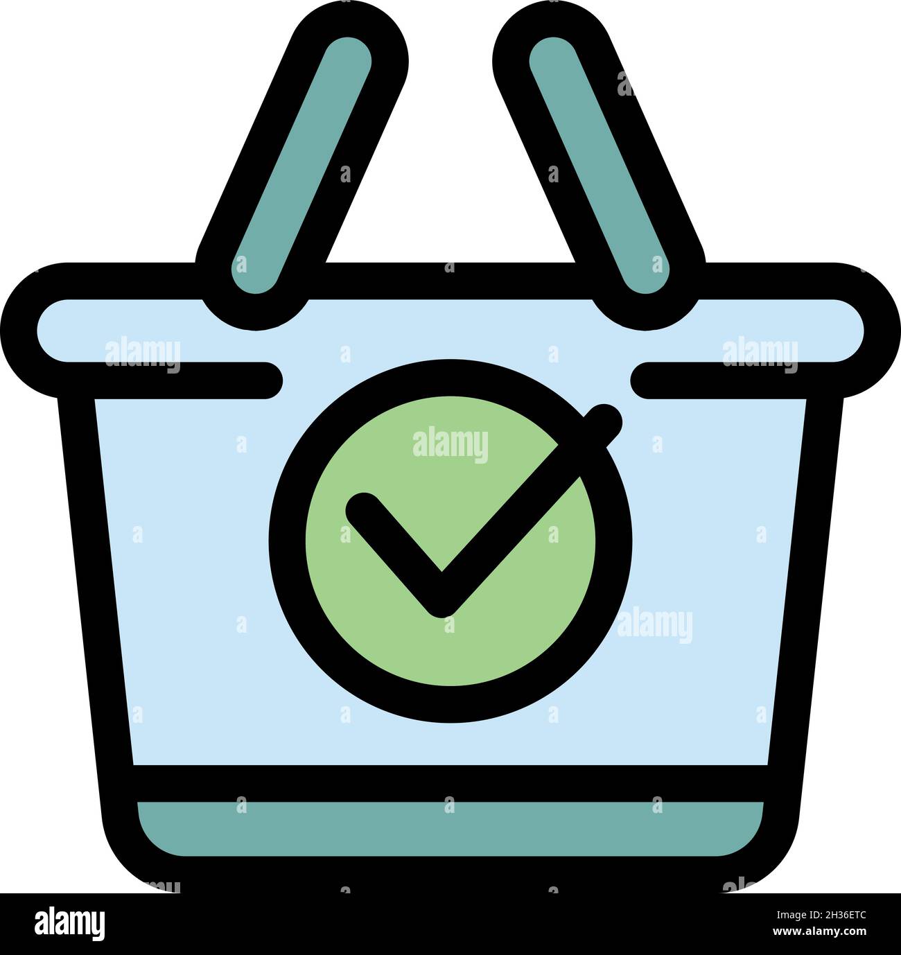 Purchase basket icon. Outline purchase basket vector icon color flat ...