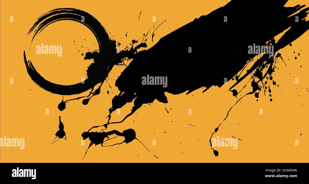 Abstract background wallpaper ink brush artwork Zen Orange Stock Photo ...